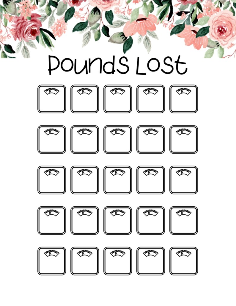 Pounds Lost Printable Weight Loss Tracker - Etsy
