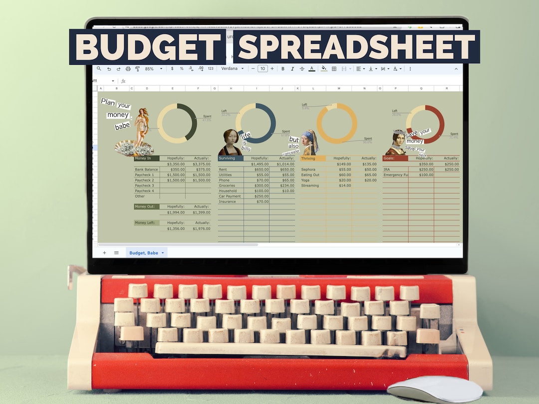 Budget Spreadsheet Template, Money Tracker, Finance Planner, Women ...