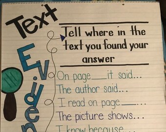 Citing Text Evidence Anchor Chart - Etsy