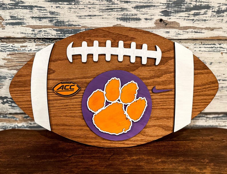 College Custom 3D Wooden Football- Large - Etsy