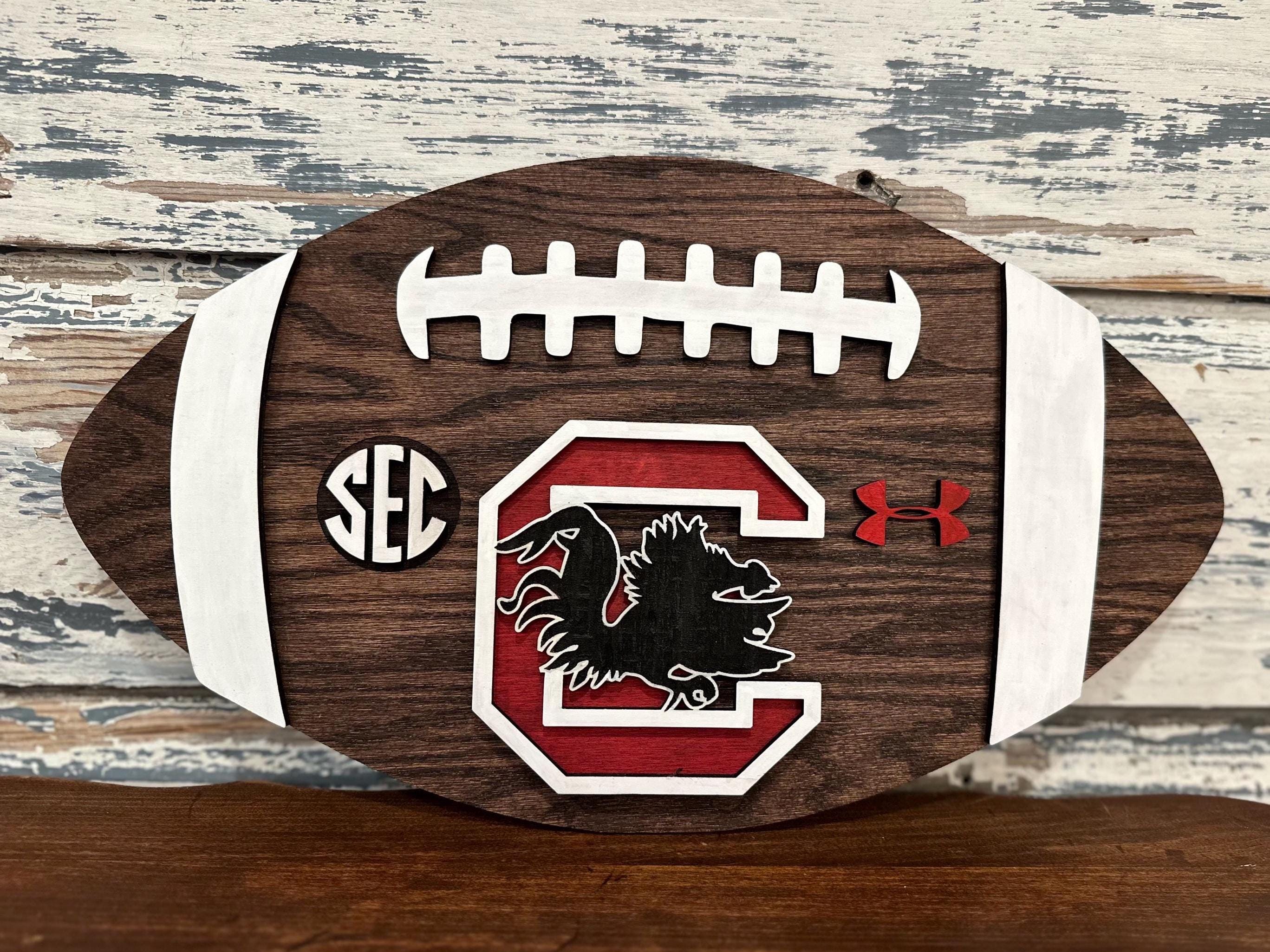 College Custom 3D Wooden Football- Large - Etsy
