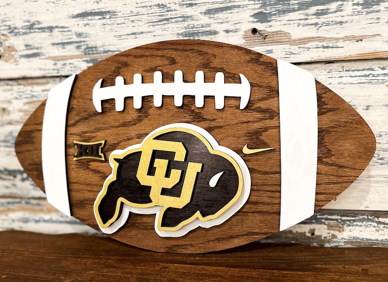 College Custom 3D Wooden Football- Large - Etsy
