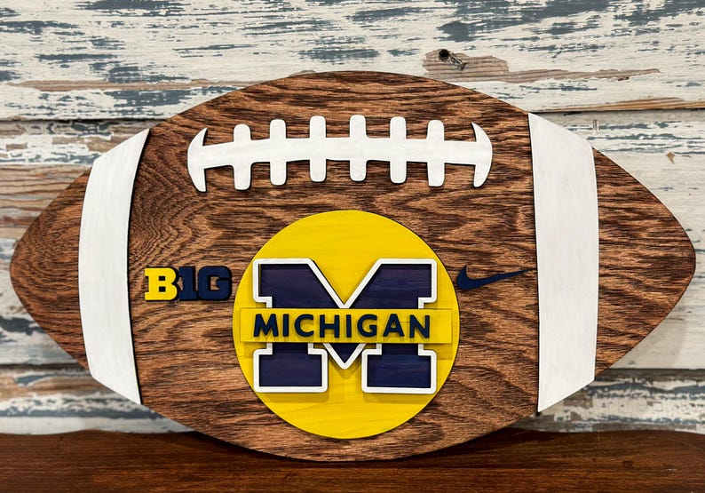 College Custom 3D Wooden Football- Large - Etsy