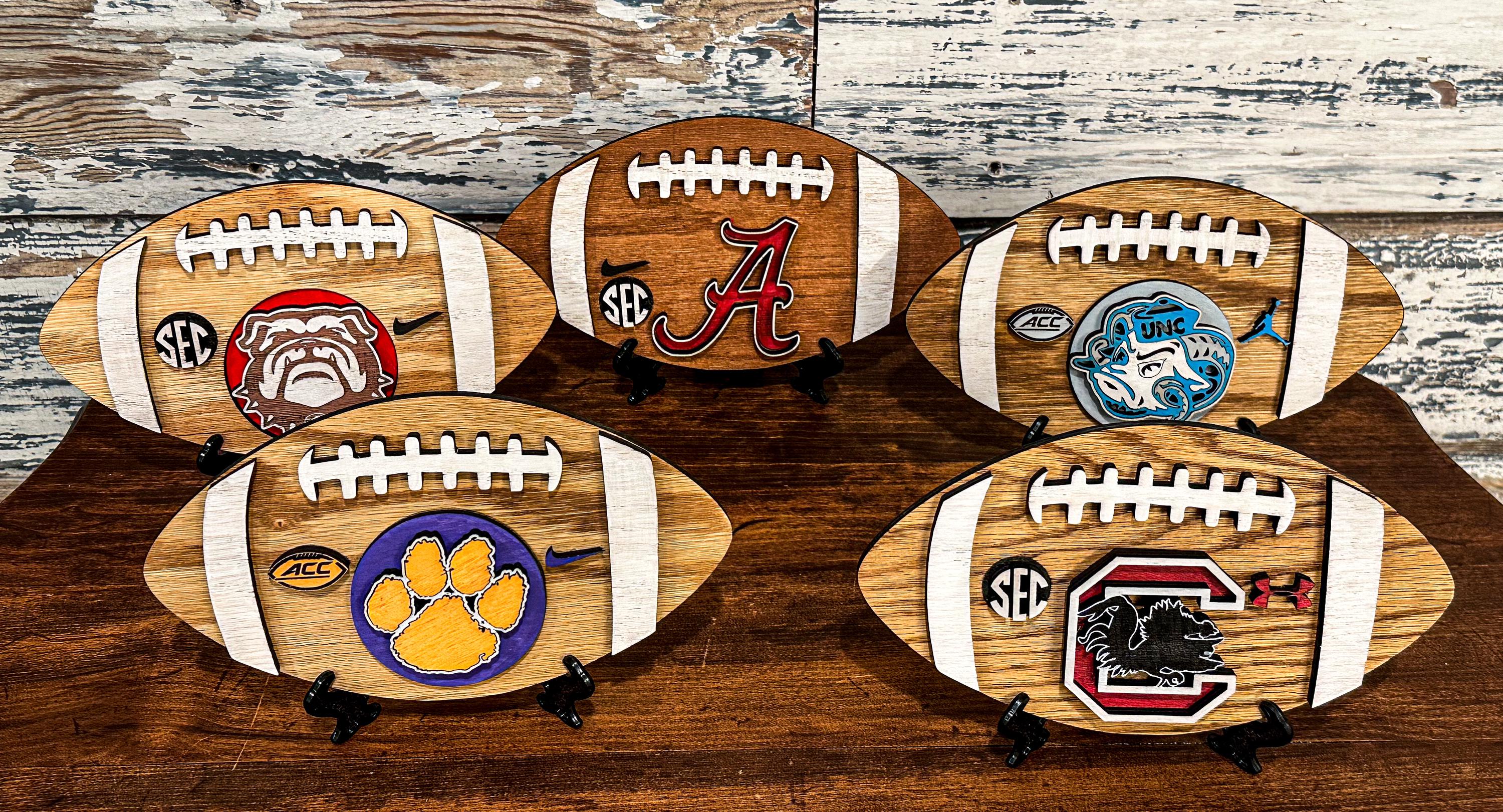 Wooden footballs for crafts store
