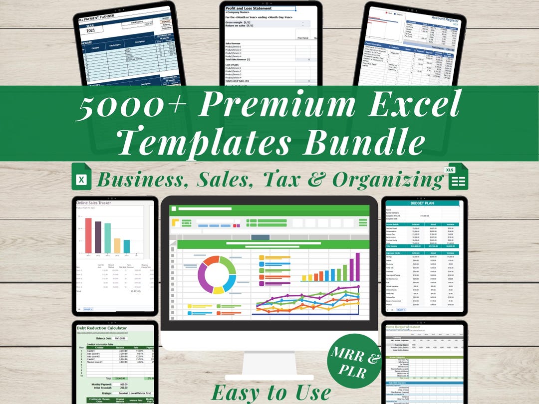 5000+ Premium Excel Templates Bundle, Done for You, Business, Tax ...