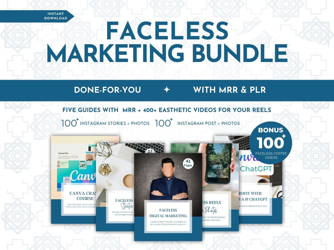 Faceless Digital Marketing Bundle MRR PLR Digital Products Done for You ...