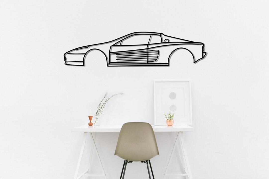 Ferrari Testarossa Sports Car Silhouette Wall Art Decor Laser Cutting ...