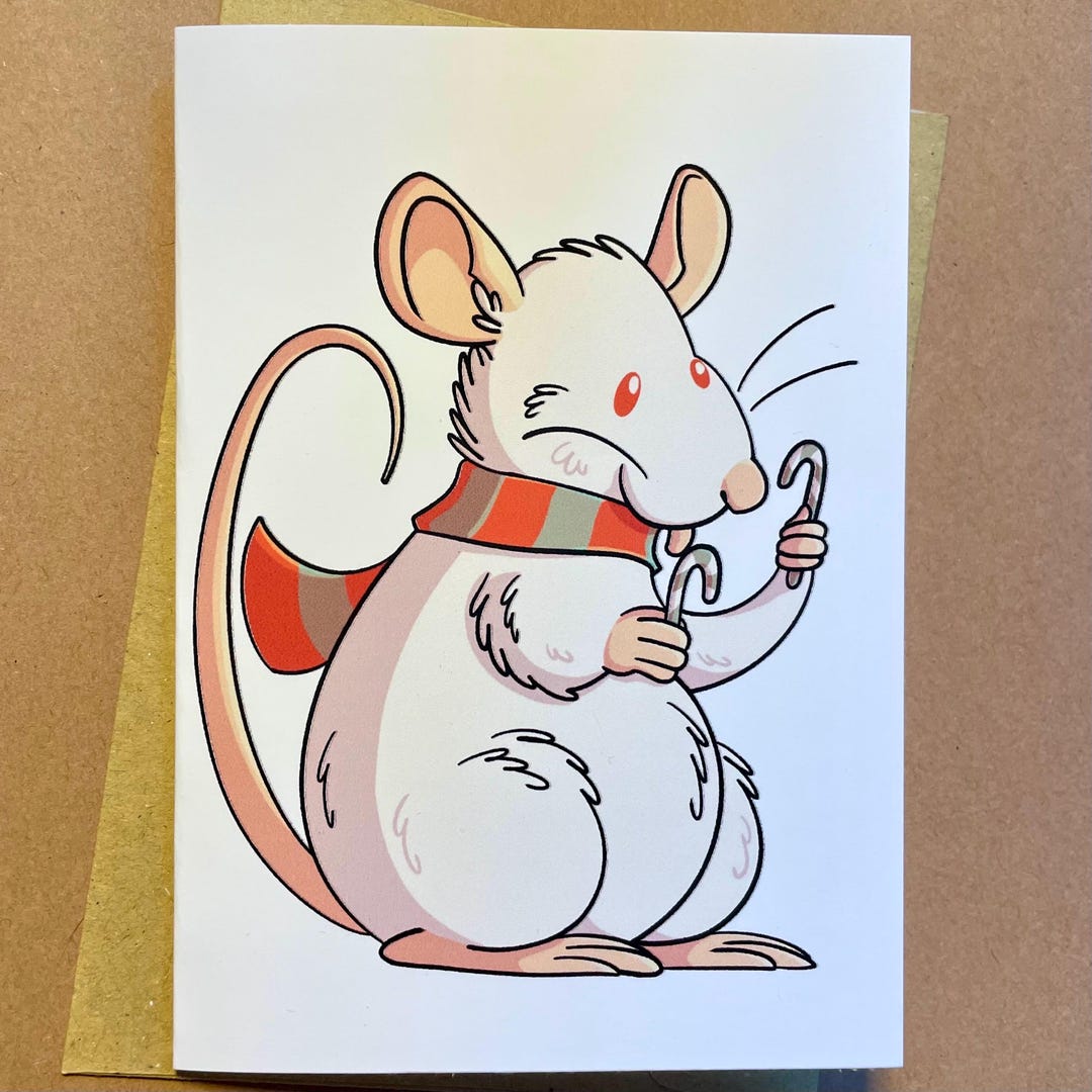 Rat Christmas Card Blank A6 Matte Card - Etsy