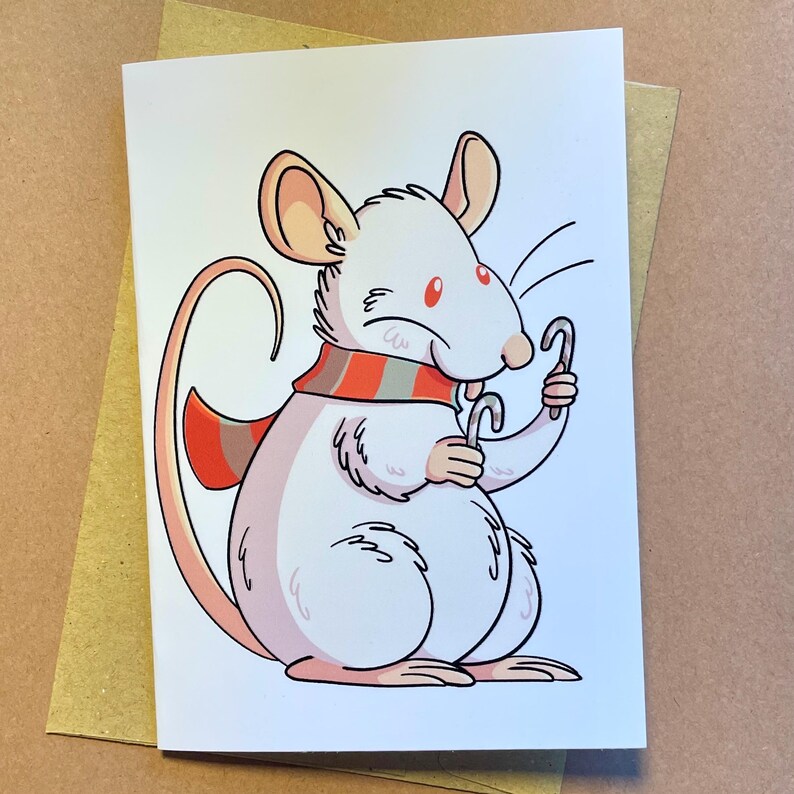 Rat Christmas Card Blank A6 Matte Card - Etsy
