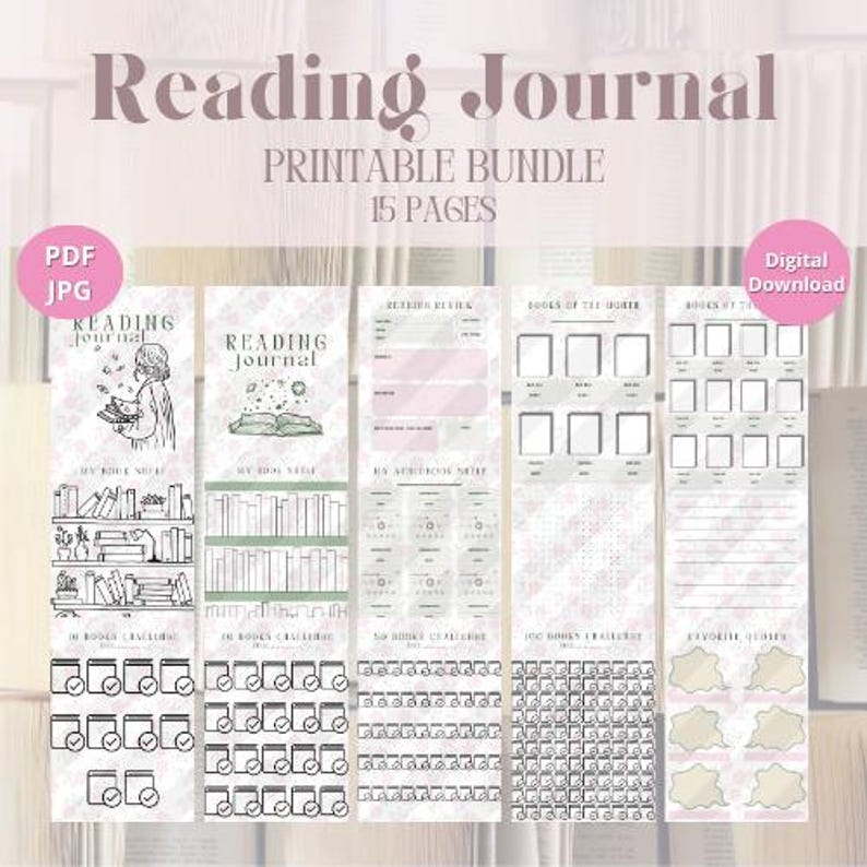 Simple Reading Journal Printable Bundle | Best A4 Books Diary - Etsy