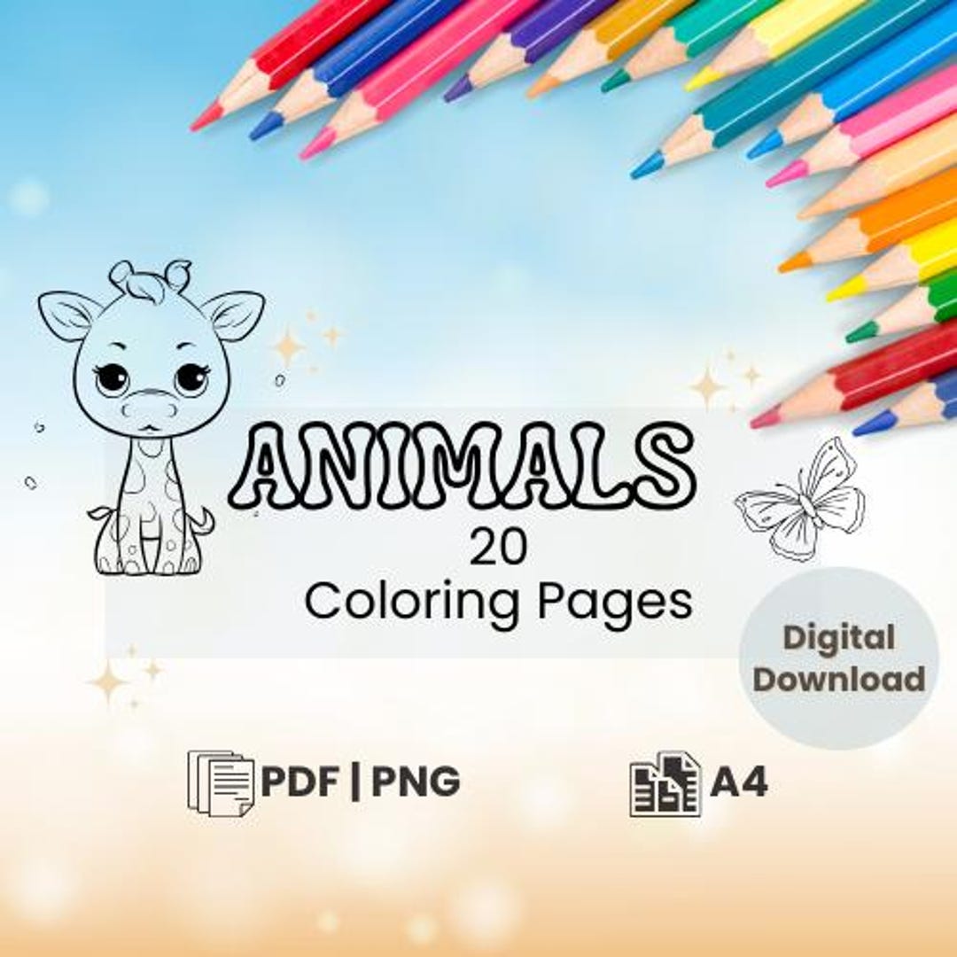 20 Animals Coloring Pages for Children | Printable Color Book - Etsy