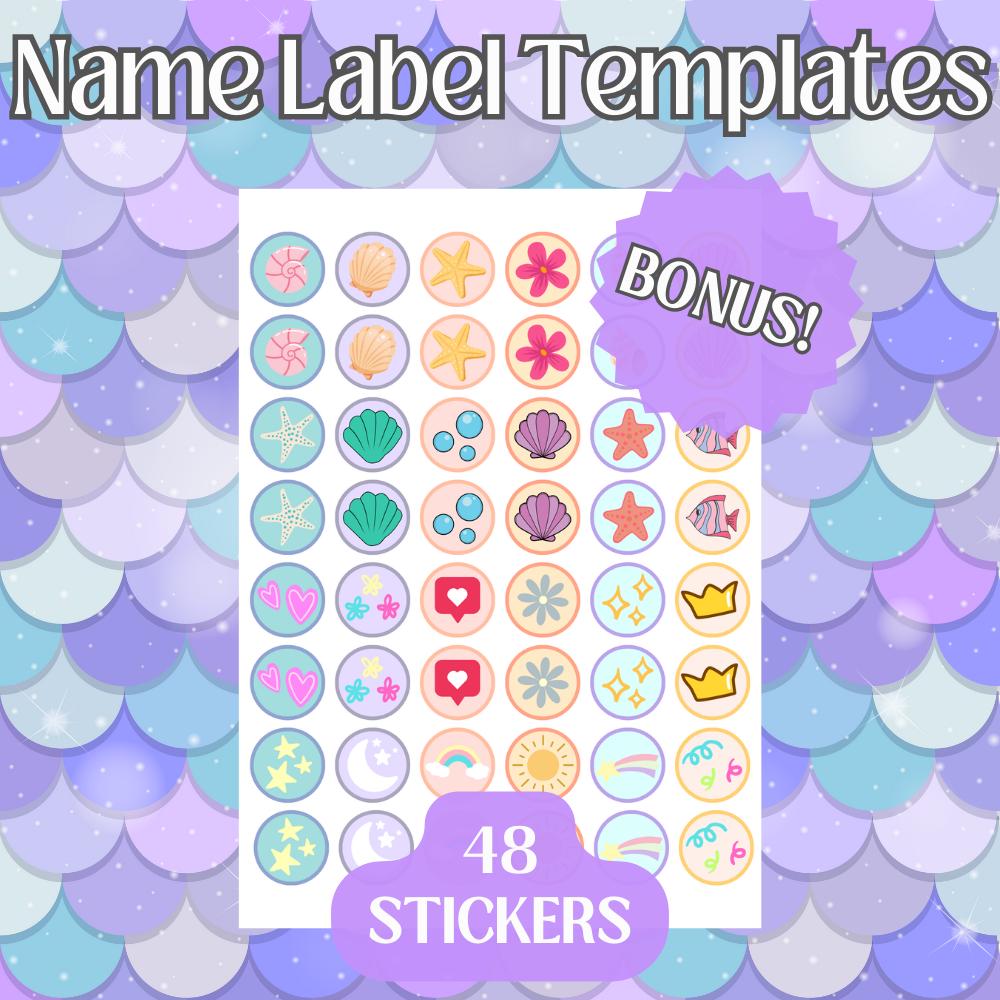 Personalized Mermaid Theme Name Labels | Back to School Supplies - Etsy