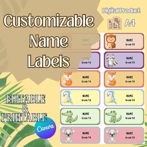 Personalized Animal Name Labels for Kids | Customizable Products | Back ...