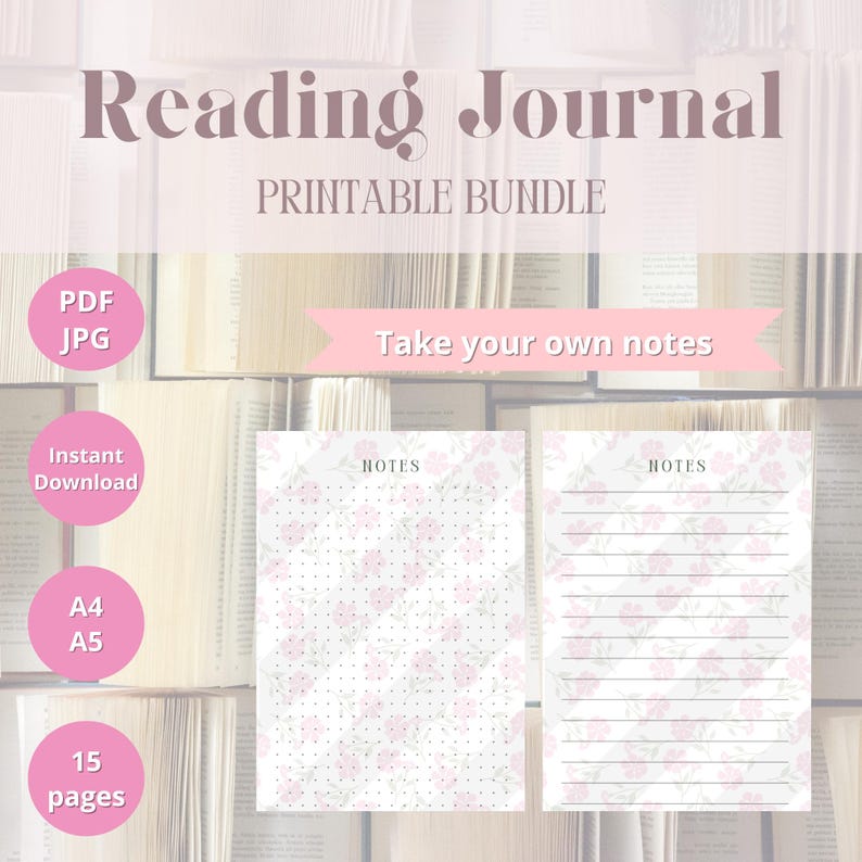 Simple Reading Journal Printable Bundle | Best A4 Books Diary - Etsy