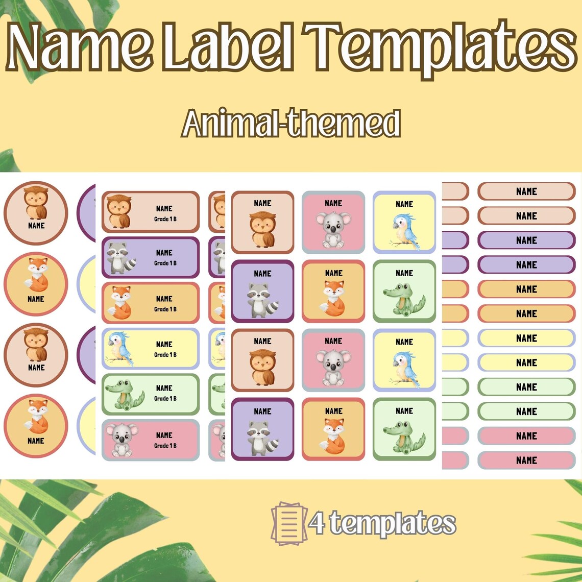 Personalized Animal Name Labels for Kids | Customizable Products | Back ...