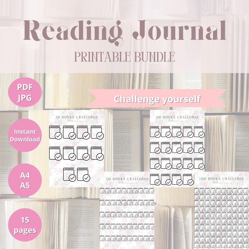 Simple Reading Journal Printable Bundle | Best A4 Books Diary - Etsy