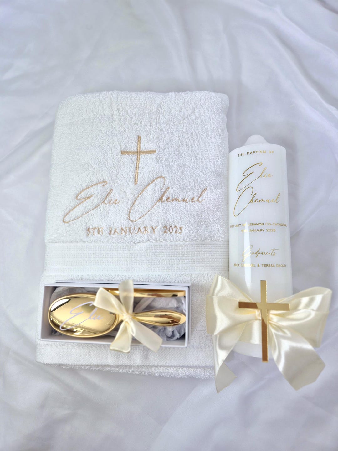 Baptism Set | Christening Package | Baptism Package | Gold Brush Comb ...