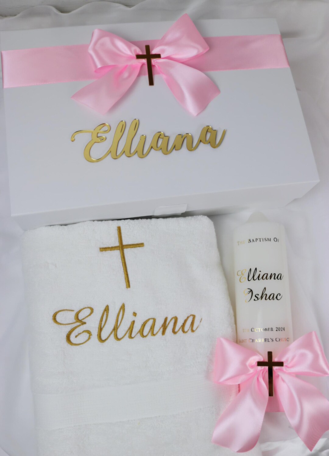 Baptism Box | Baptism Package | Christening Candle | Baptism Bath Towel ...