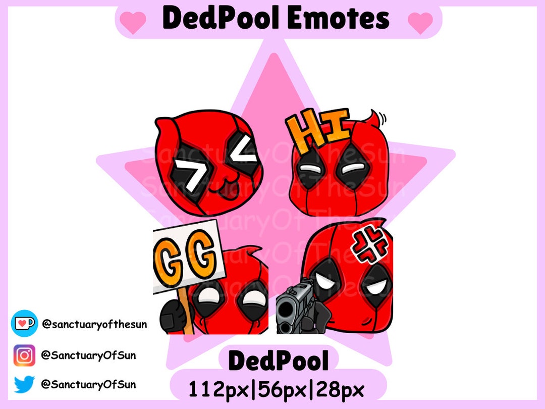 Deadpool Emote Pack | Cute Emote Twitch Discord Asset Kawaii - Etsy