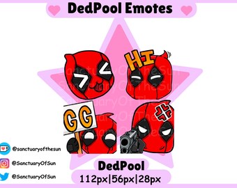 8x Deadpool Streamer Emotes Pack | Kawaii Emotes | Cute Emotes | Twitch ...