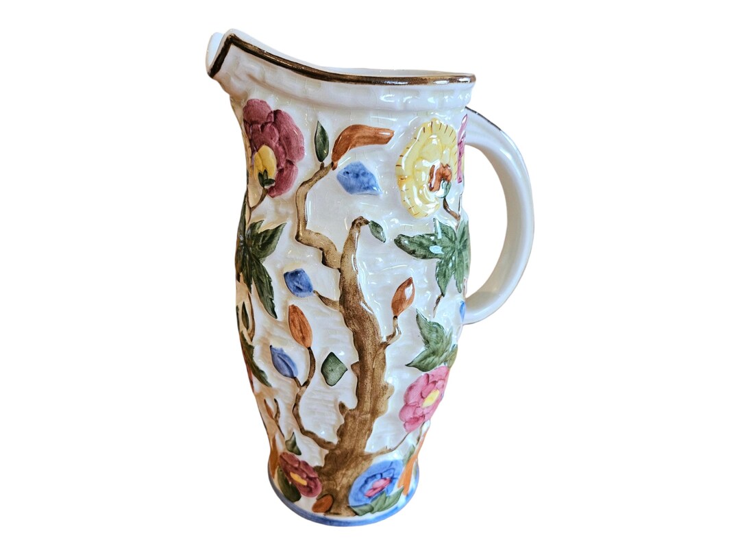 1960s H J Wood Indian Tree Jug: Hand-painted Ceramic, Staffordshire ...