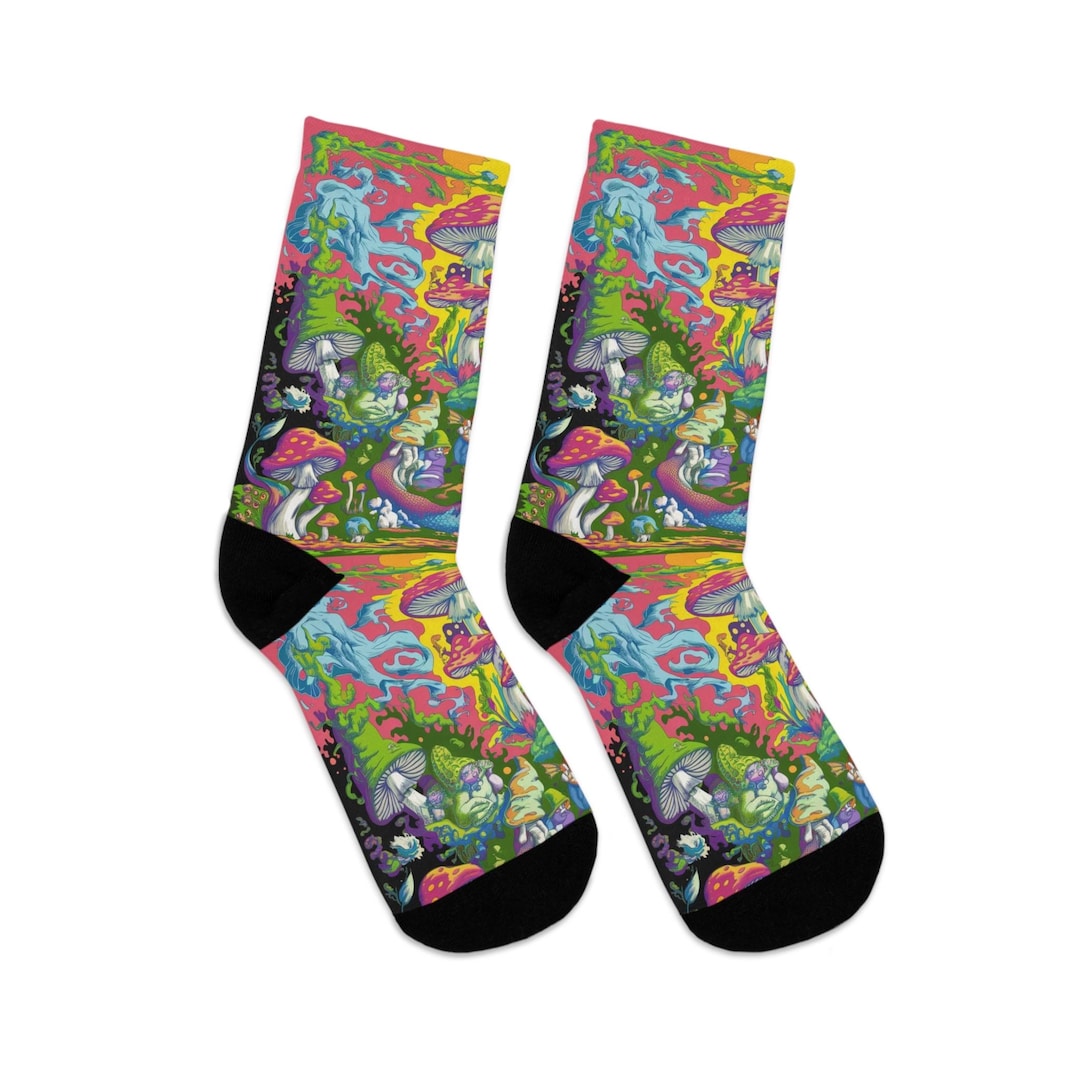 Custom Trippy Mushroom Novelty Crew Socks, Compression Socks, Crazy Socks for Him, Gift Idea ...
