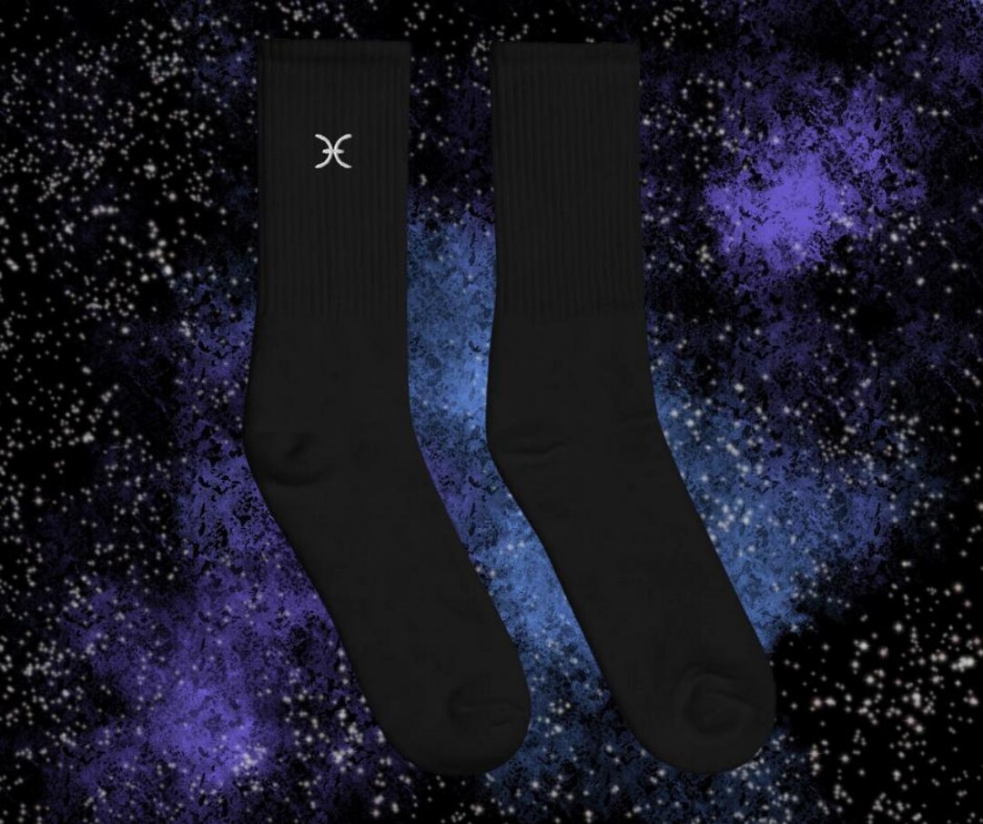 Embroidered Pieces Socks, Zodiac Sign Socks, Custom Embroidery, Custom ...