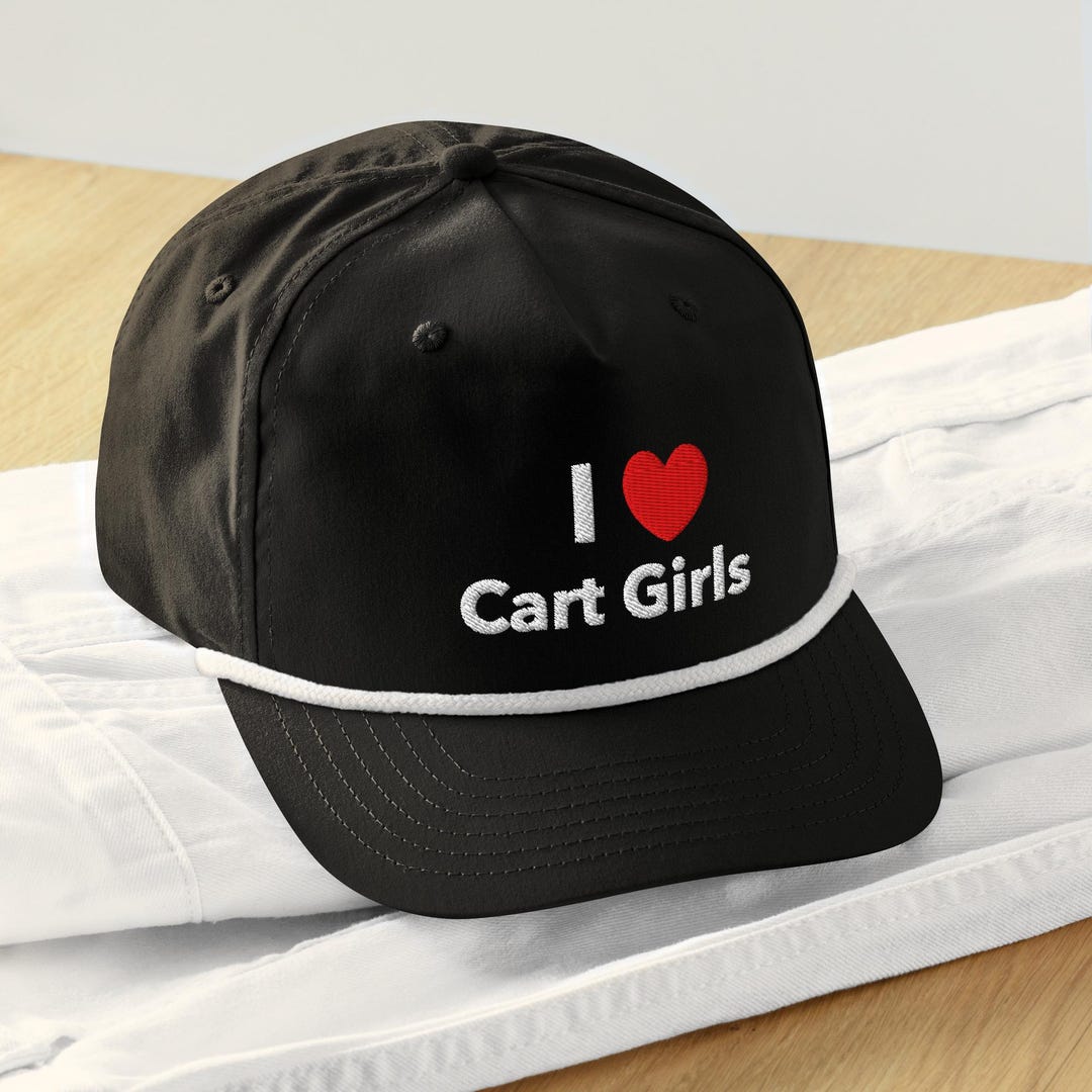 Embroidered Custom I Love Cart Girls Golf Rope Cap Handmade Embroidered ...