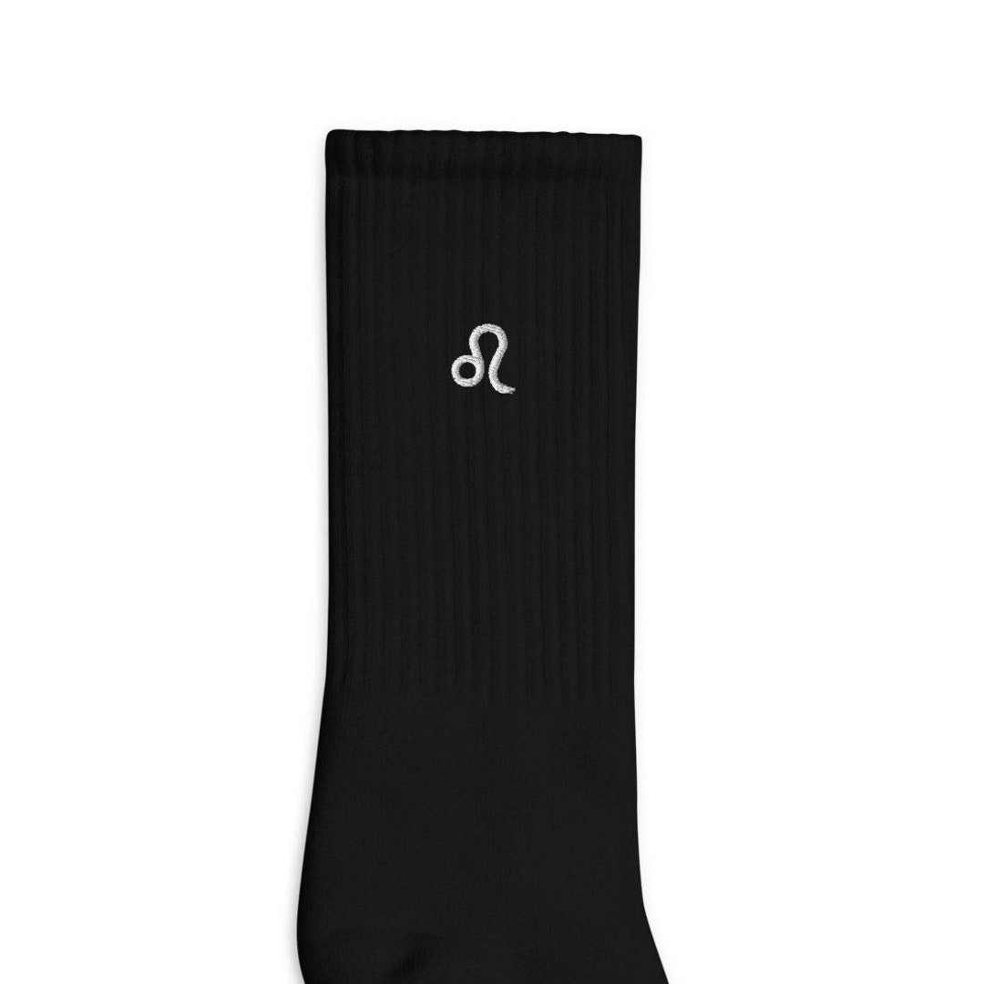 Embroidered Leo Socks, Zodiac Sign Socks, Custom Embroidery, Custom ...