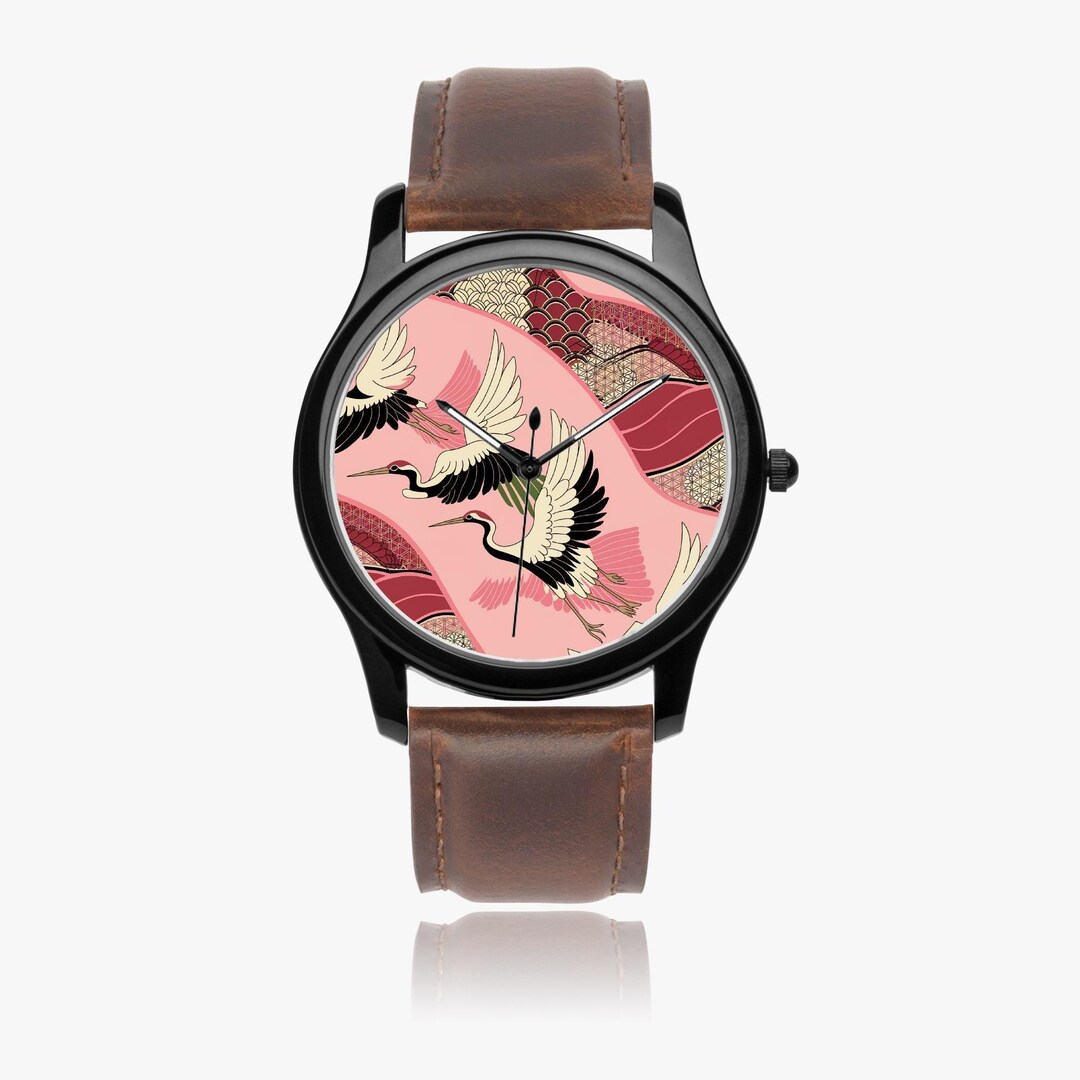 Wagara Crane Watch: Japanese Leather Band, Stainless Steel Case ...