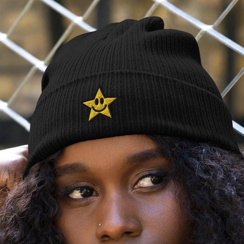 Custom Embroidered Star Beanie Hat, Winter Beanie, Handmade Embroidery ...
