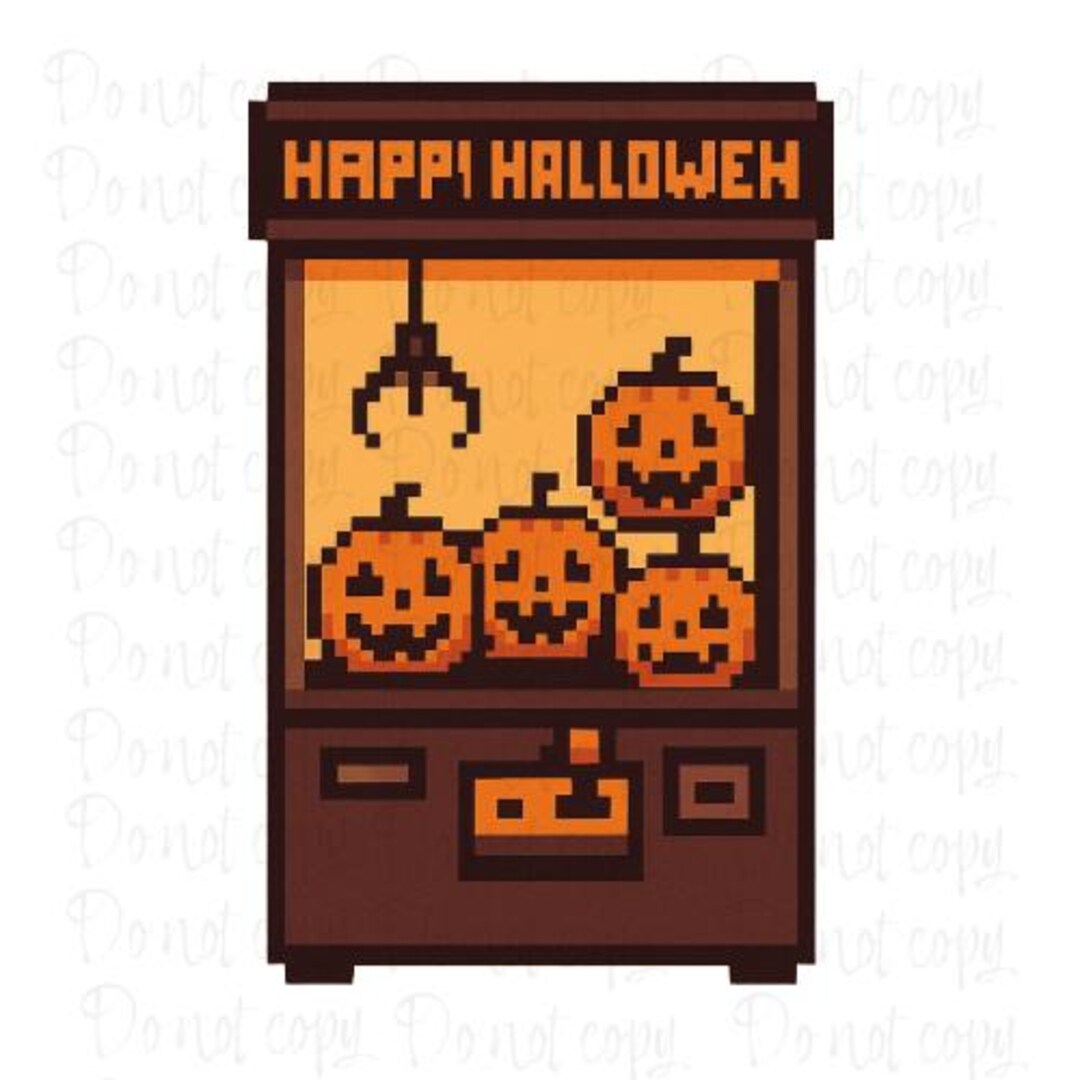 Pixel Halloween Pumpkin Claw Machine - Spooky Arcade Game Digital ...