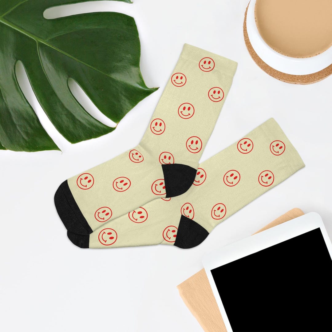 Custom Personalized Smiley Face Novelty Crew Socks, Compression Socks ...