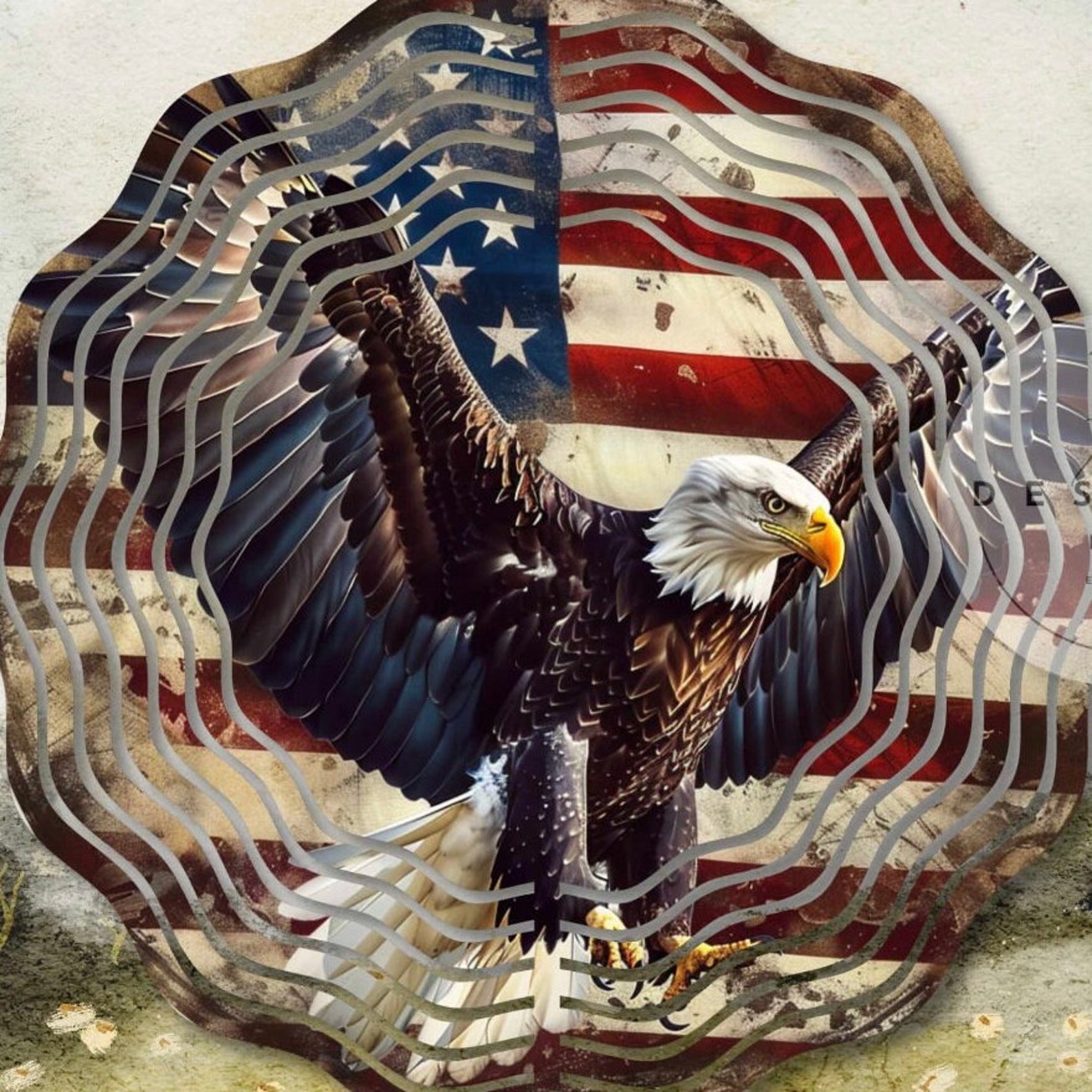 American Flag Bald Eagle, Wind Spinner. Patriotic Independence Day Wind ...