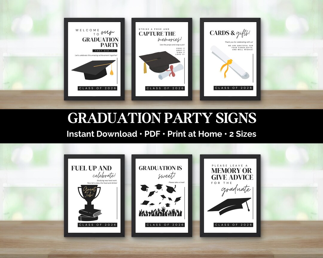Graduation Party Signs, Grad Party Signs, Party Table Signs, Photo ...