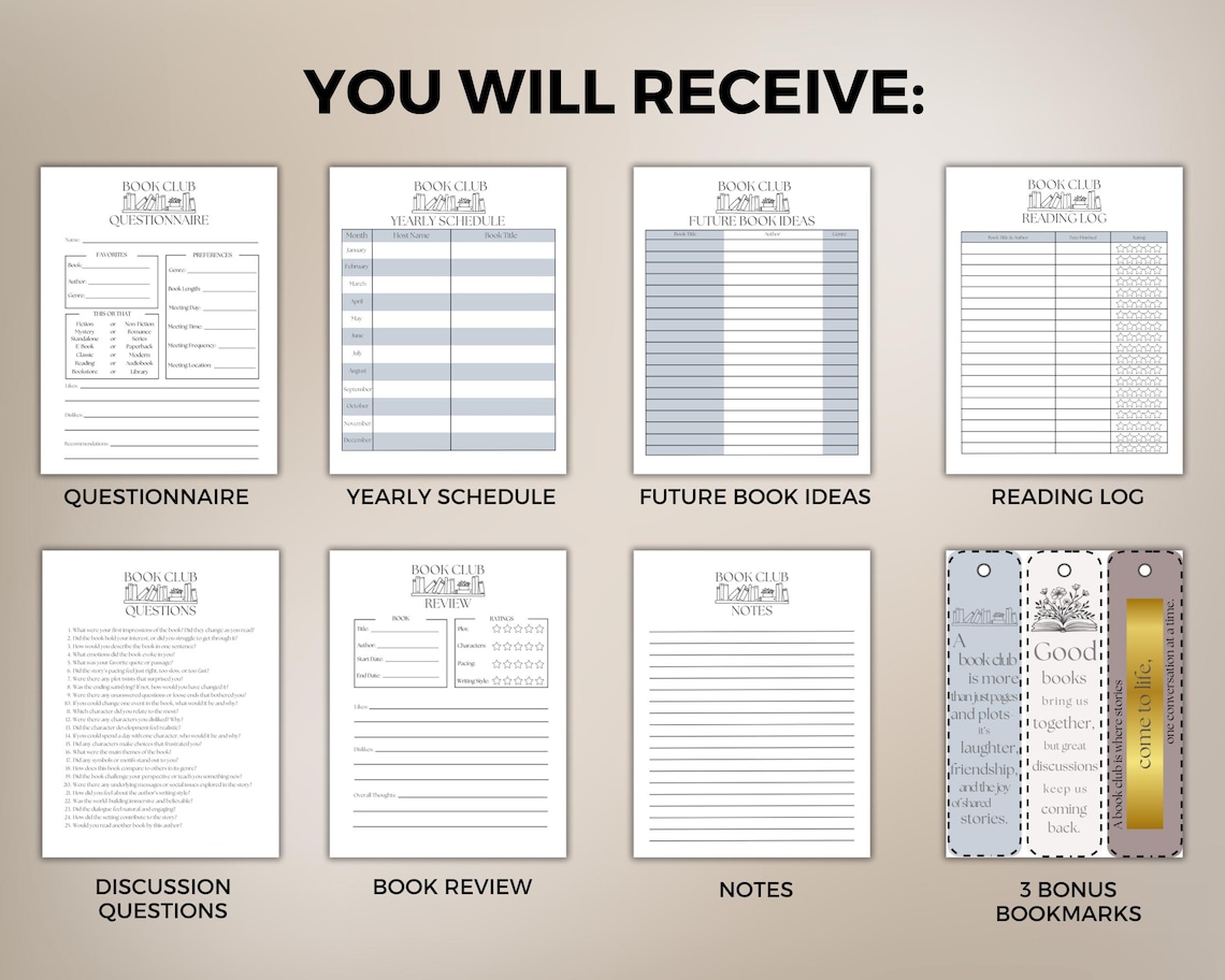 Book Club Starter Kit, Book Club Planner, Book Club Organizer Kit, Book ...