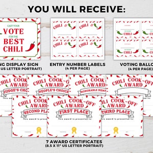 Chili Cook-off Contest Kit, Chili Cook off Award Certificates, Chili ...