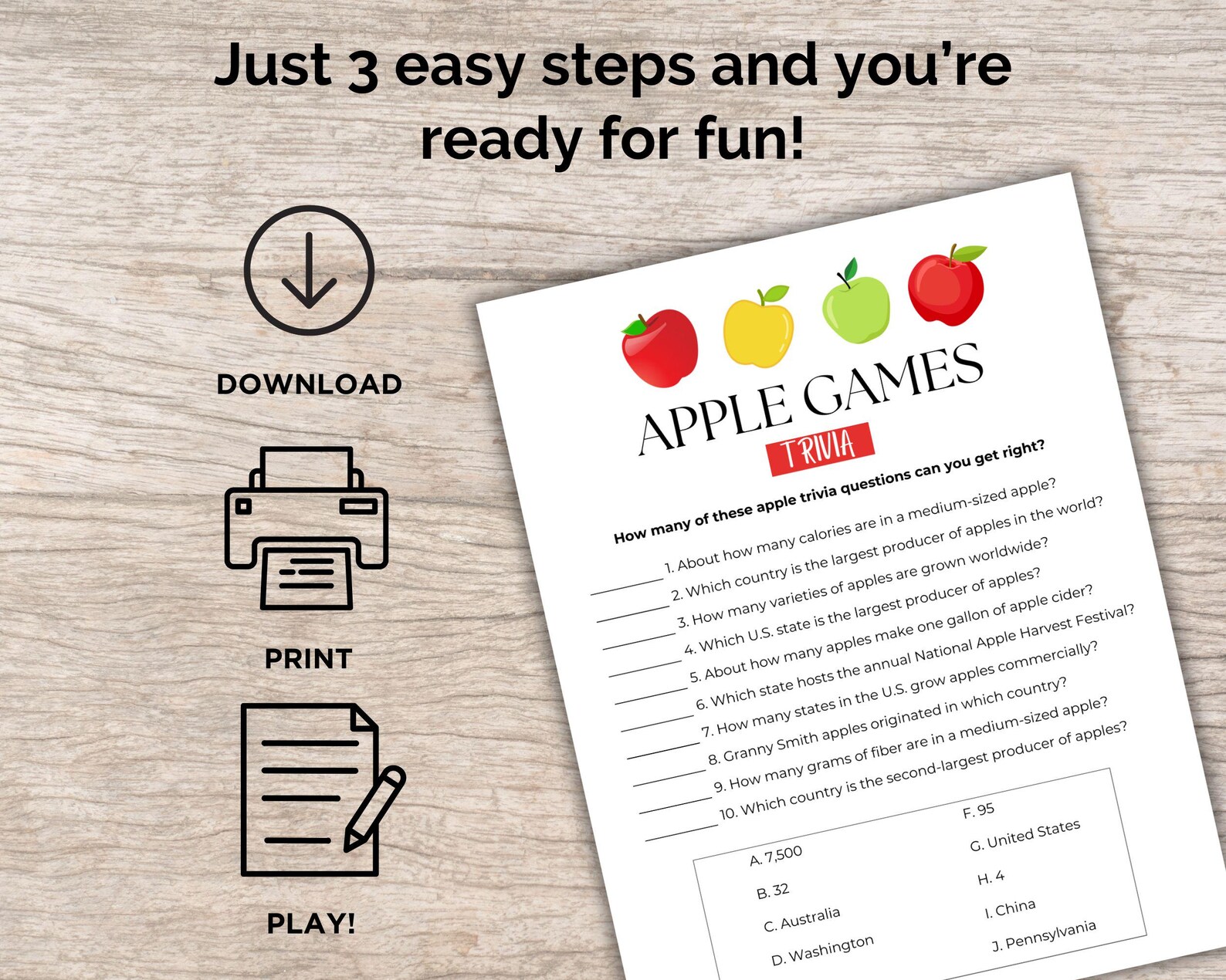 Apple Trivia, Apple Trivia Game, Fall Trivia, Printable Apple Trivia ...