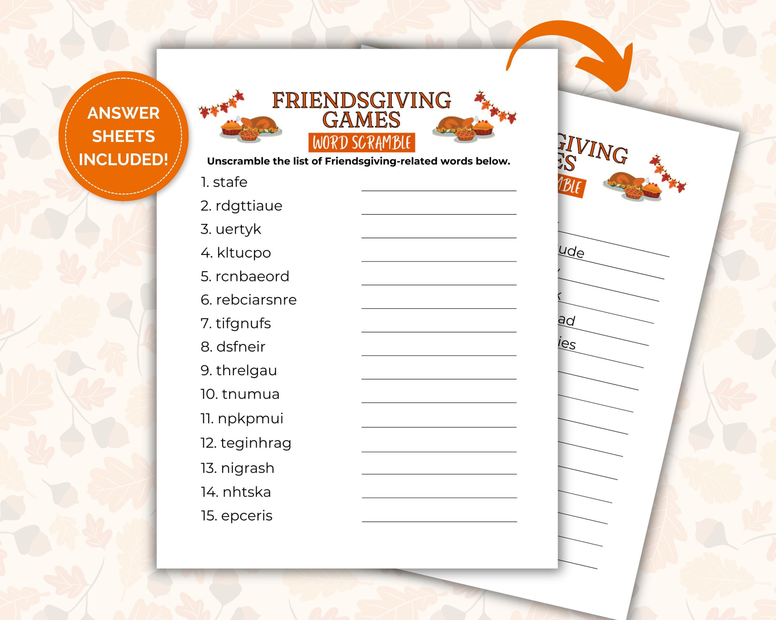Friendsgiving Games, Friendsgiving Games for Adults, Teens, Kids ...