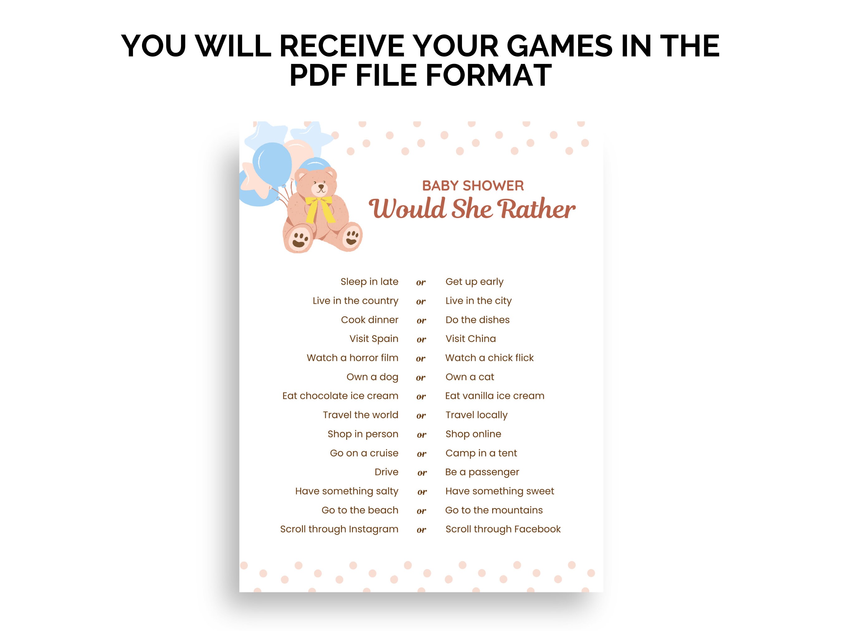 Teddy Bear Baby Shower Games, Teddy Bear Baby Shower Game Bundle, Teddy ...