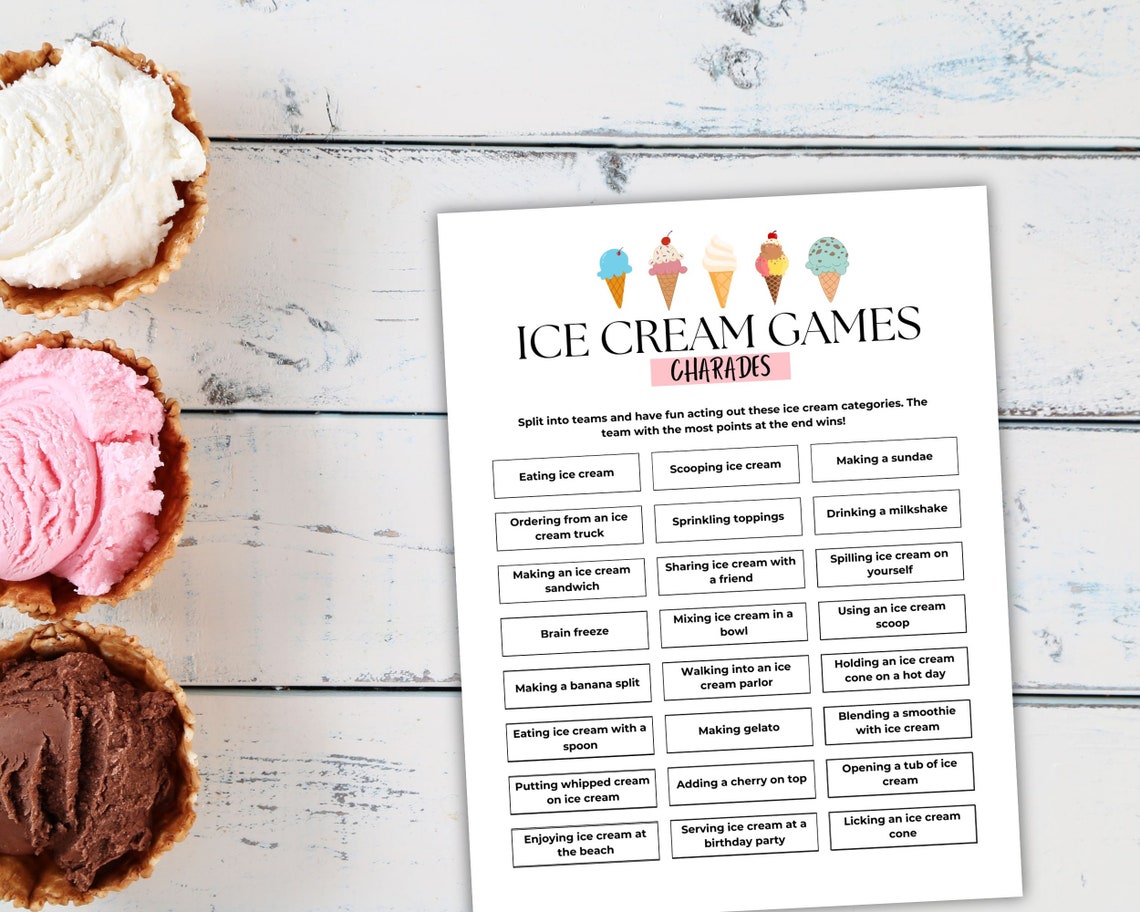 Ice Cream Charades Game, Printable Charades Game, Ice Cream Game, Ice ...