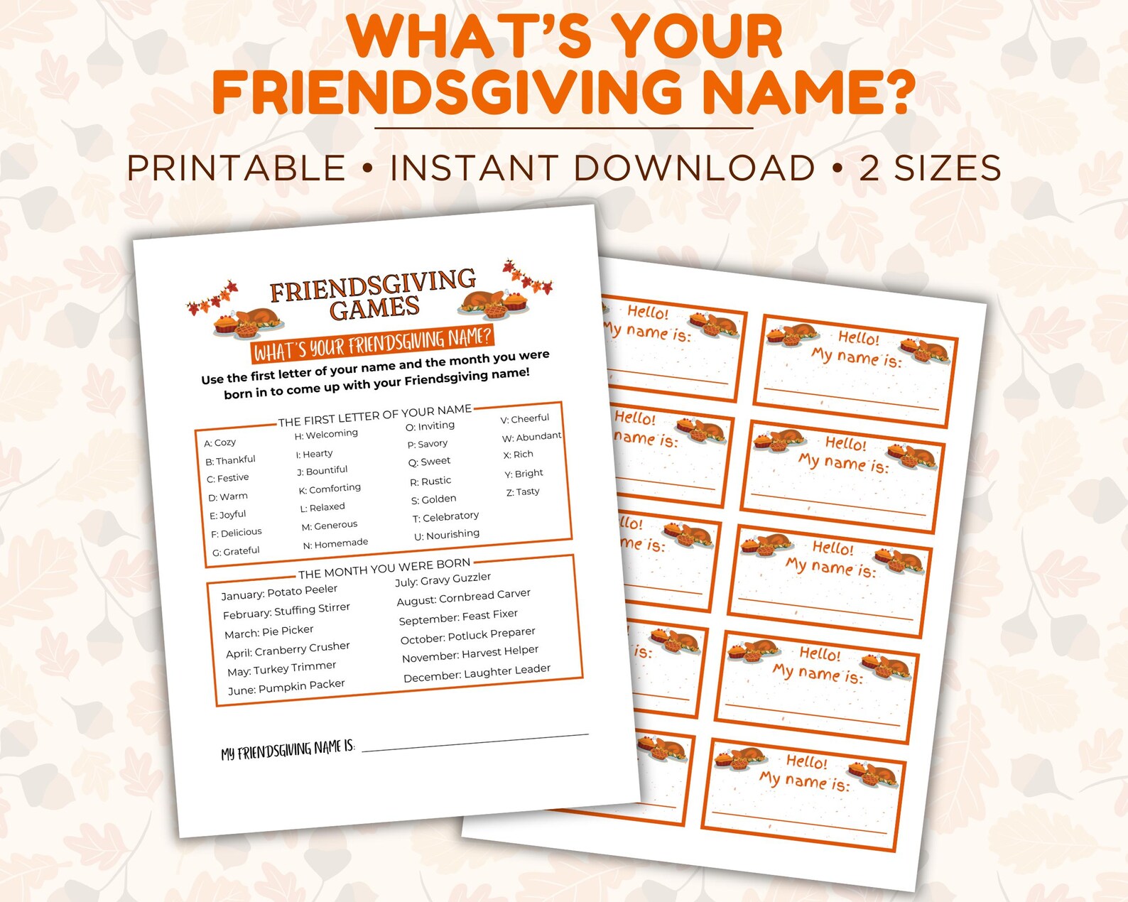 What's Your Friendsgiving Name, What's Your Name, What's Your Name Game ...