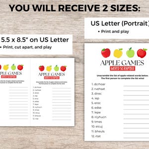 Apple Word Scramble, Apple Word Scramble Game, Apple Party Game, Fall ...