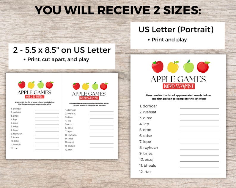 Apple Word Scramble, Apple Word Scramble Game, Apple Party Game, Fall ...