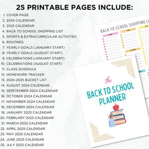 Back to School Planner, 2024-2025 Back to School Printable Planner ...