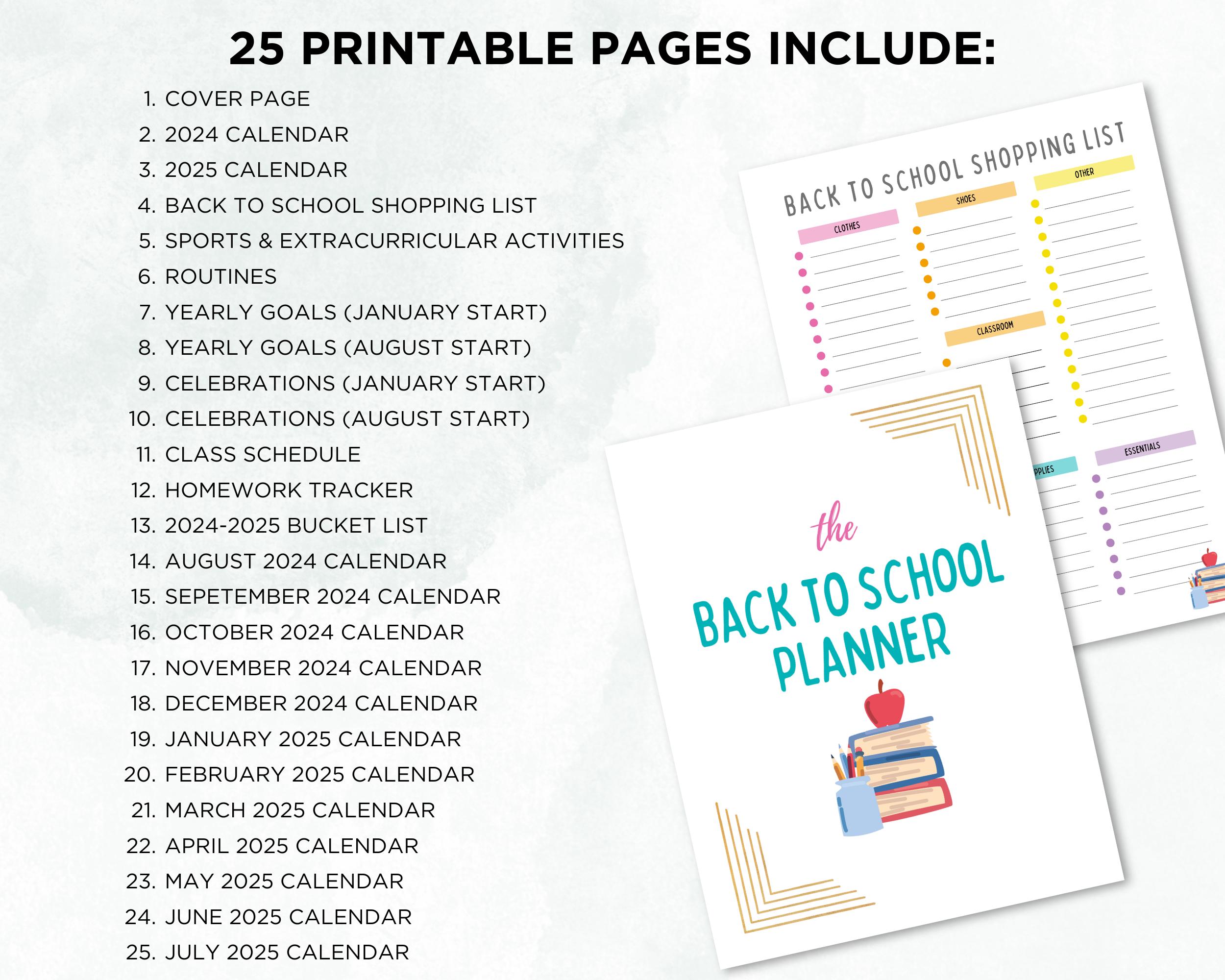 Back to School Planner, 2024-2025 Back to School Printable Planner ...