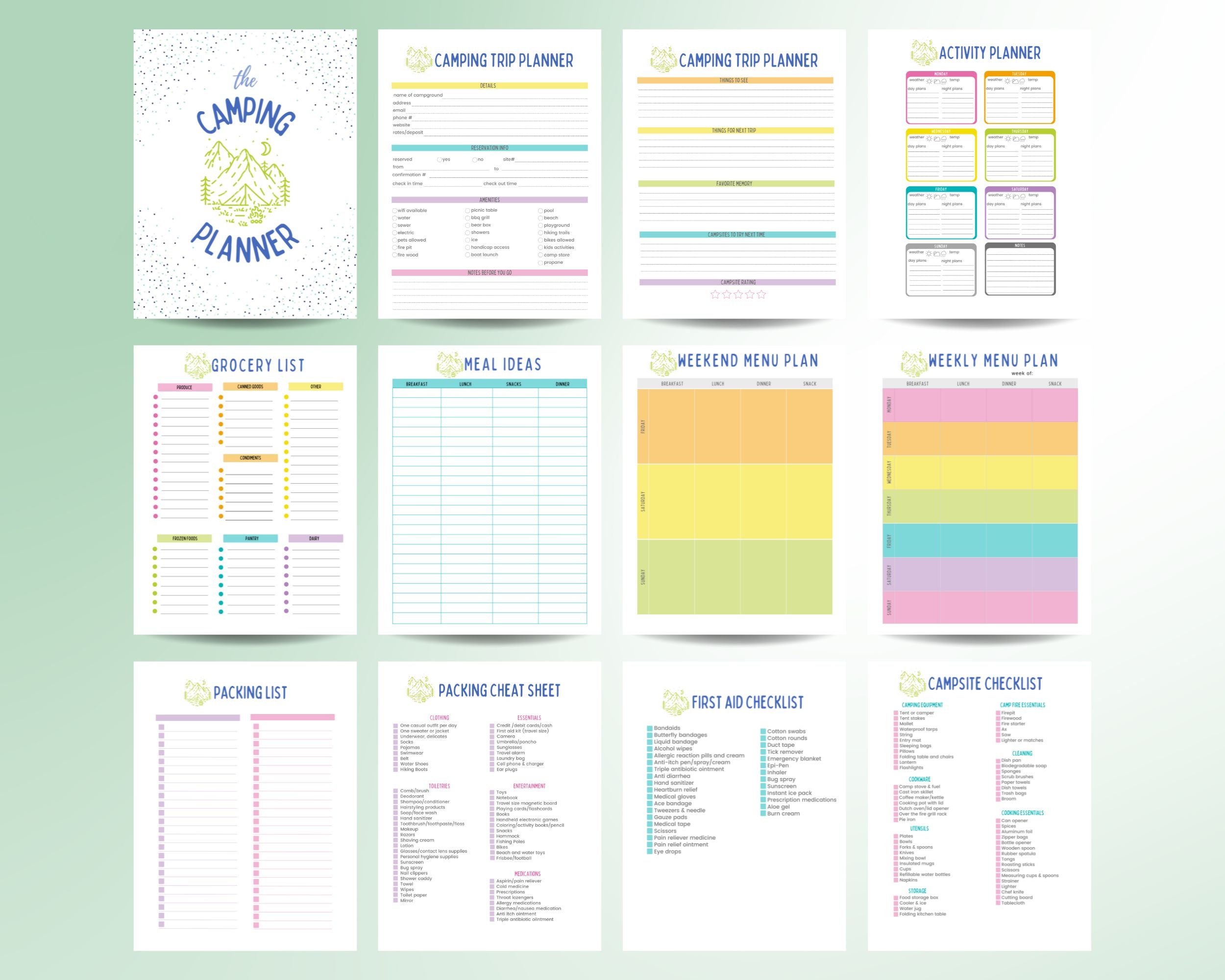 Camping Trip Planner, Printable Camping Planner, Camp Checklist, Camp ...