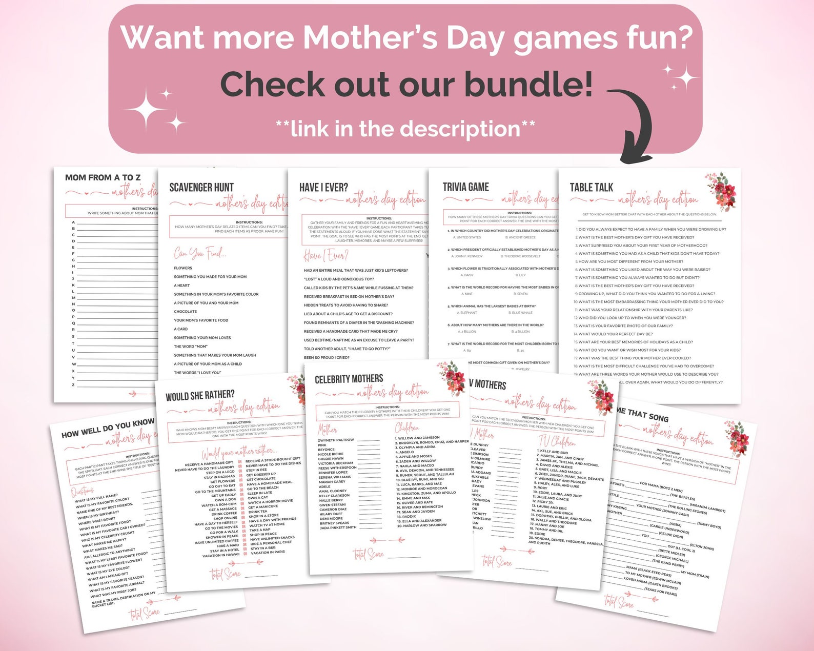 Mother's Day Trivia Game, Mother's Day Trivia Quiz, Trivia Questions ...