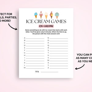 Ice Cream ABC Challenge Game, Ice Cream Game, Ice Cream Activity, Ice ...