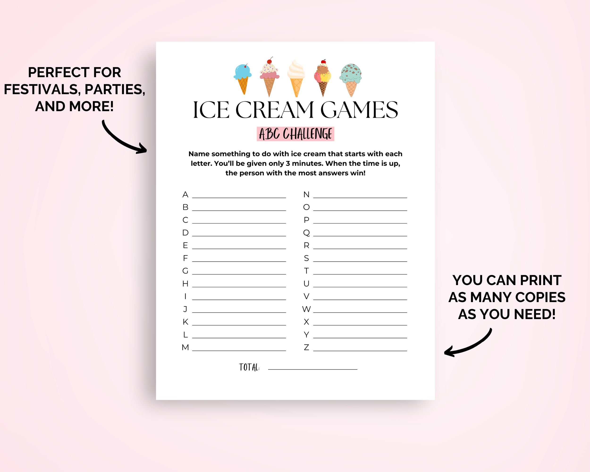 Ice Cream ABC Challenge Game, Ice Cream Game, Ice Cream Activity, Ice ...
